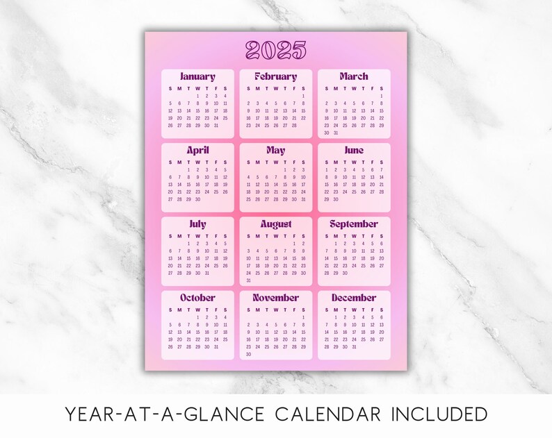 2025 Editable Calendar Printable, Letter, A4, Retro Calendar, Portrait ...