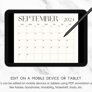 Editable September 2024 Calendar Printable, Simple Modern September ...