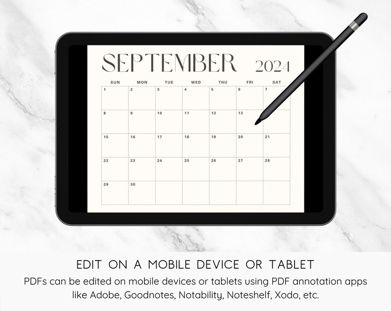 Editable September 2024 Calendar Printable, Simple Modern September ...