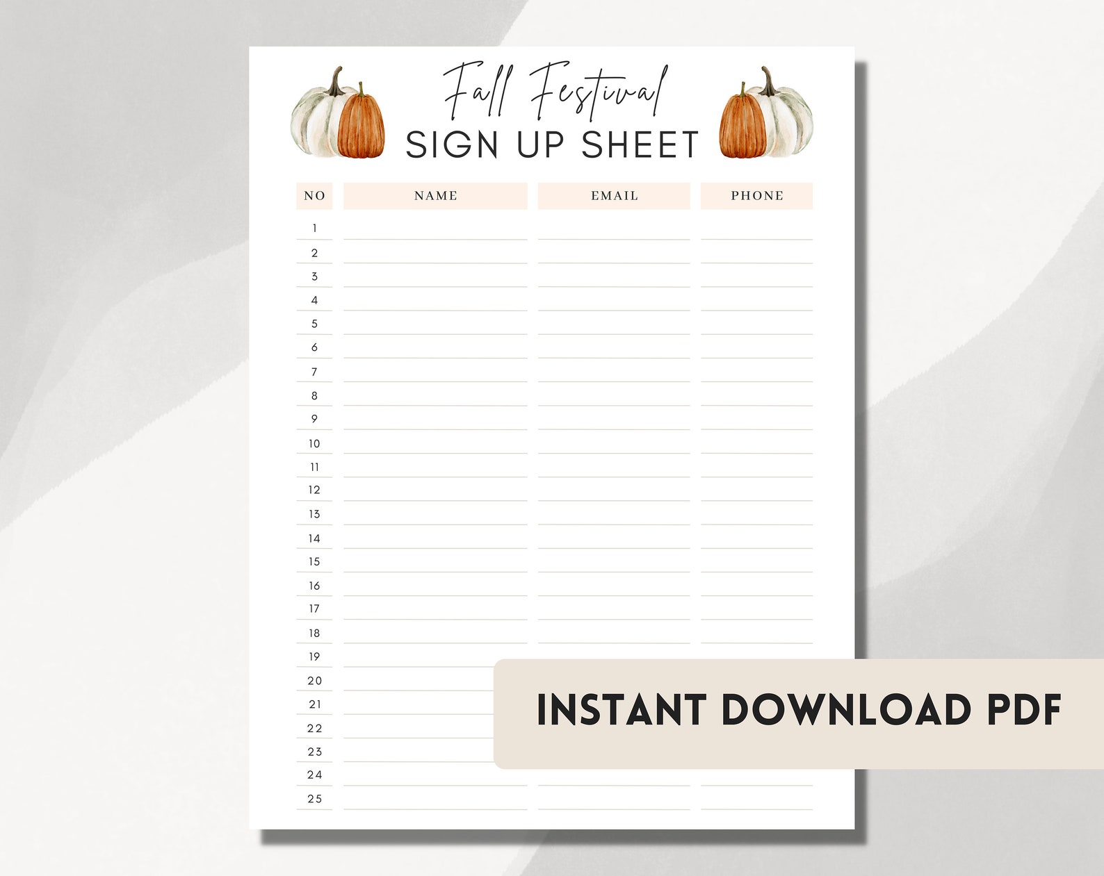 Fall Festival Sign up Sheet, Printable Fall Festival Sign up Sheet ...