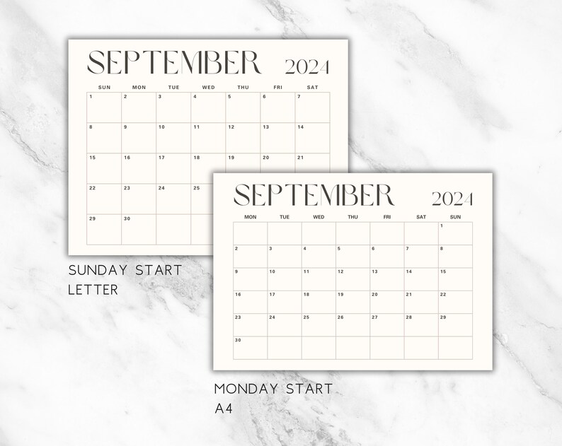 Editable September 2024 Calendar Printable, Simple Modern September ...