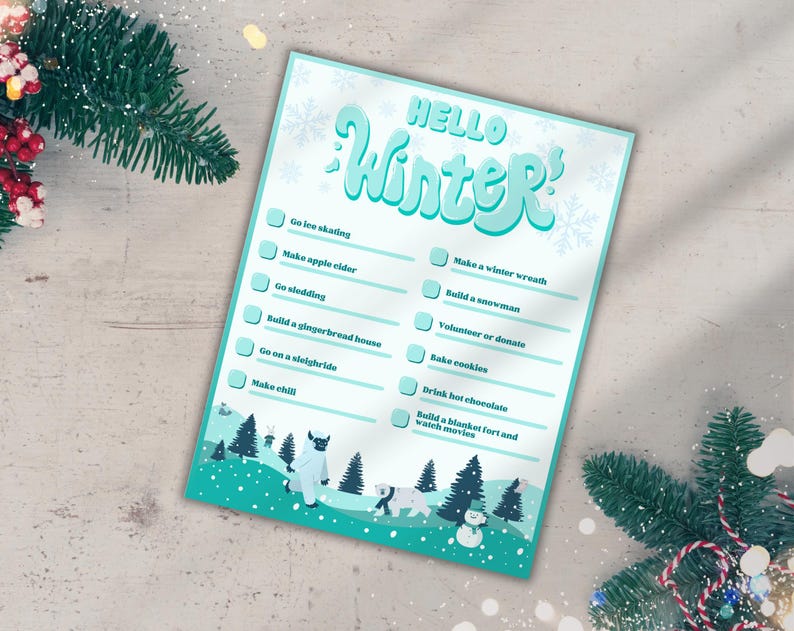 Winter Bucket List Template, Printable Winter Bucket List, Letter, A4 ...