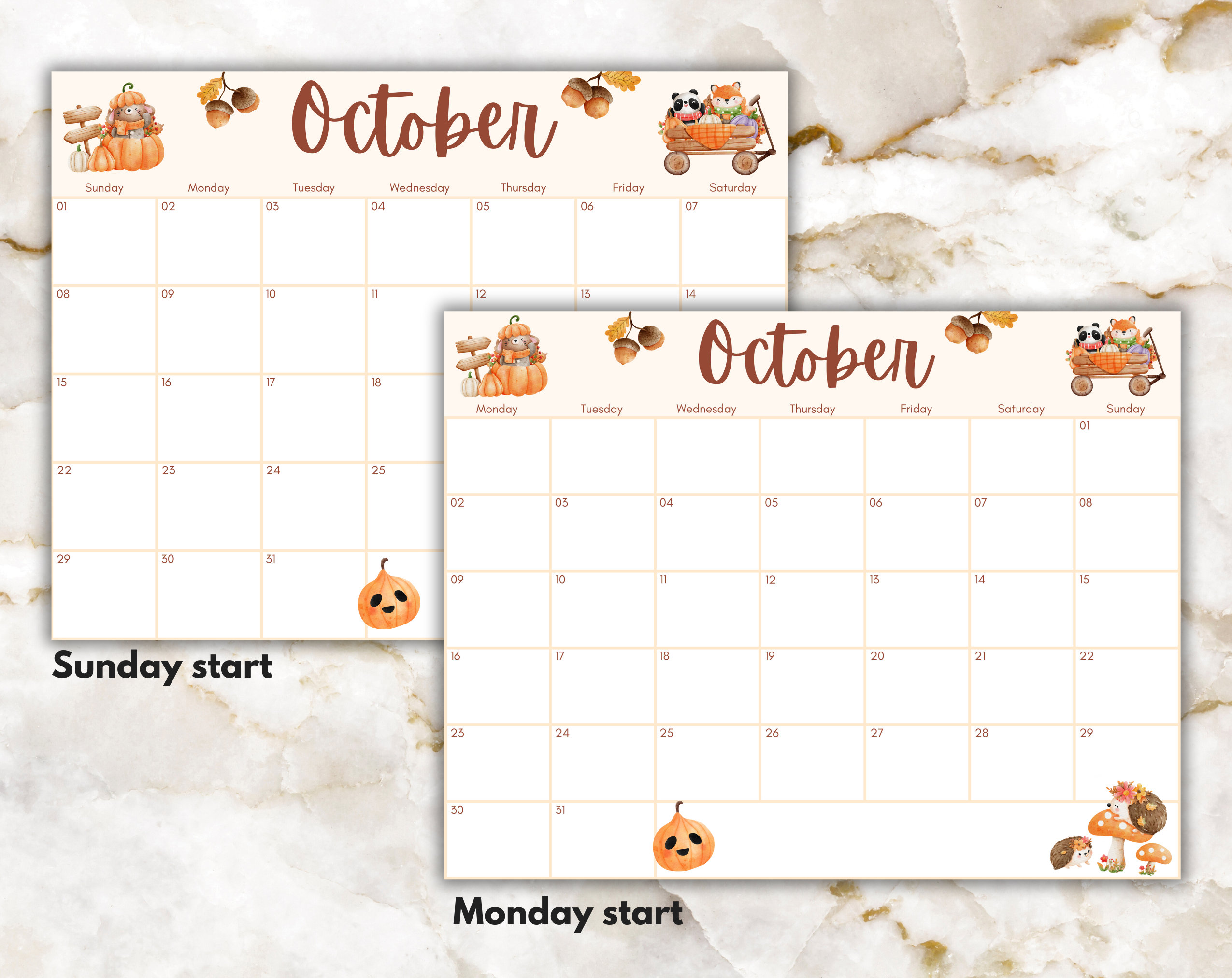 Printable October 2023 Calendar Landscape, Letter, A4, 2023 October ...