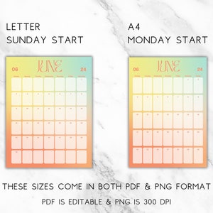 Editable June 2024 Calendar Printable, Retro Groovy June 2024 Printable ...