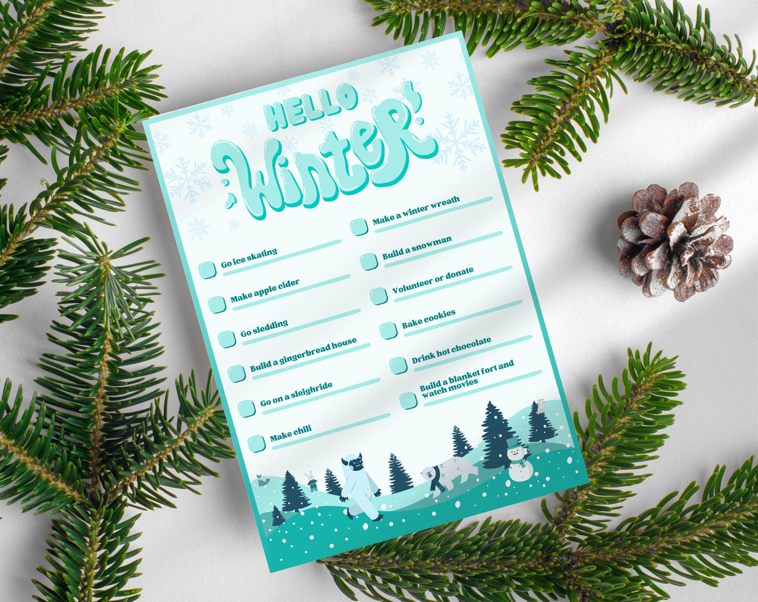 Winter Bucket List Template, Printable Winter Bucket List, Letter, A4 ...