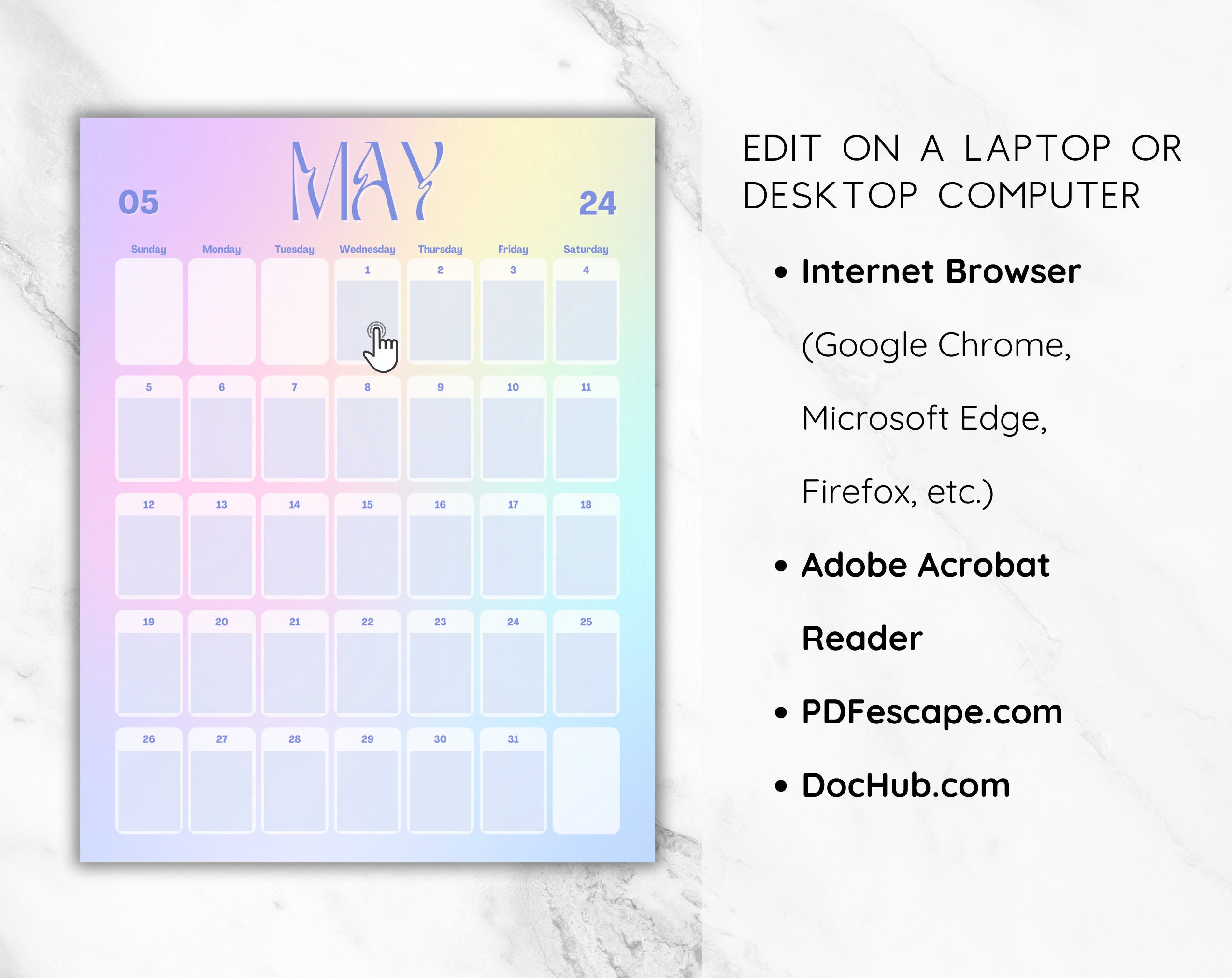 Editable May 2024 Calendar Printable, Retro Groovy May 2024 Printable ...