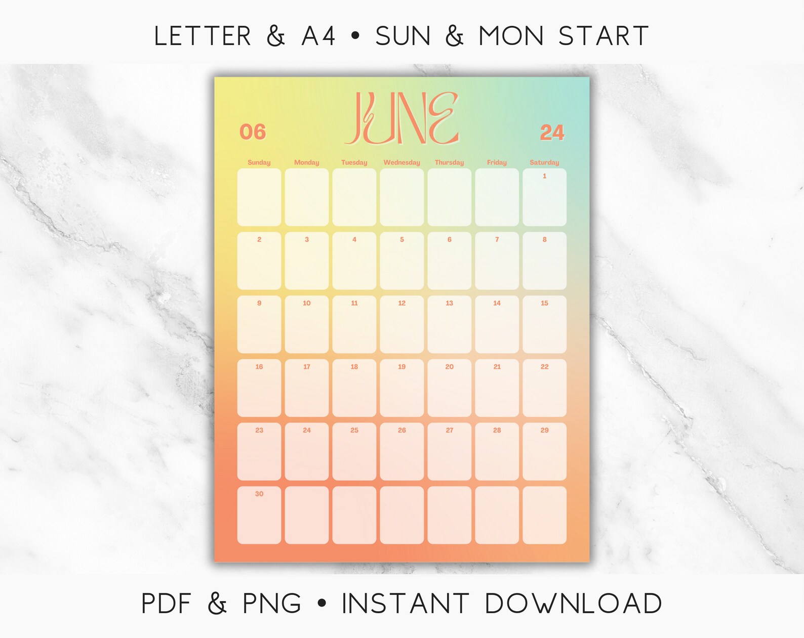 Editable June 2024 Calendar Printable, Retro Groovy June 2024 Printable ...