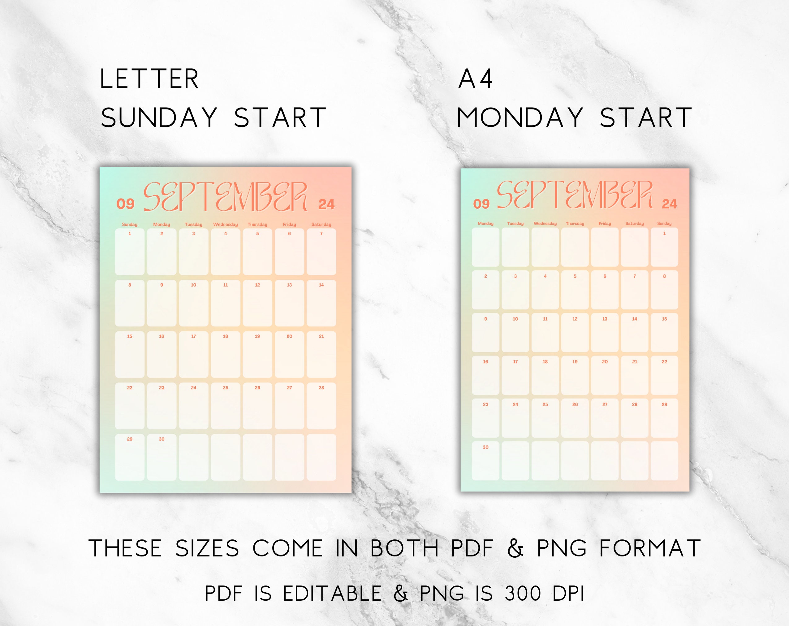 Editable September 2024 Calendar Printable, Retro Groovy September 2024 ...