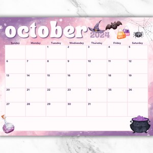 Editable October 2024 Calendar Printable, Cute Spooky October 2024 ...