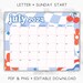 Editable July 2024 Calendar Printable, Retro July 2024 Printable ...