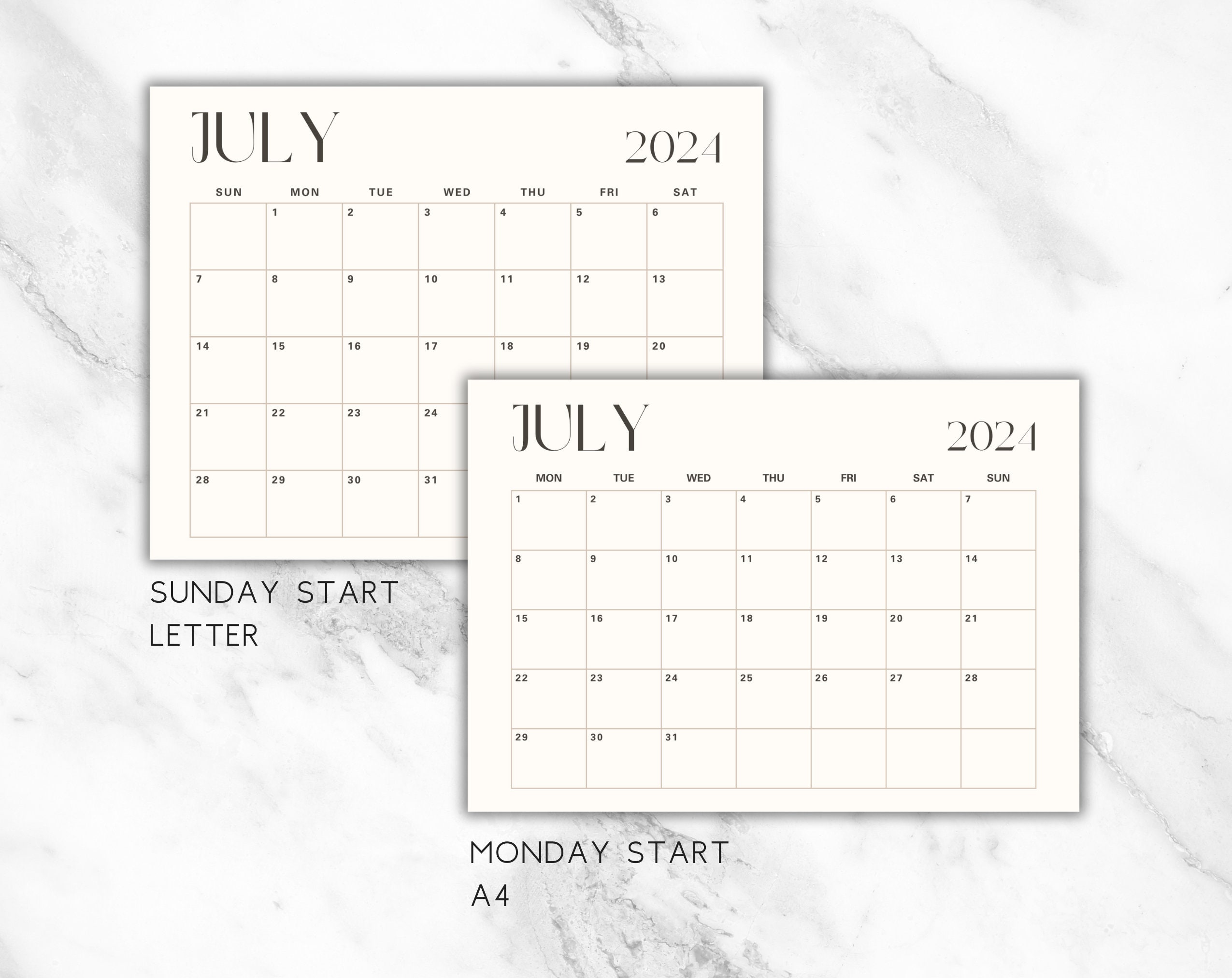 Editable July 2024 Calendar Printable, Simple Modern July 2024 ...