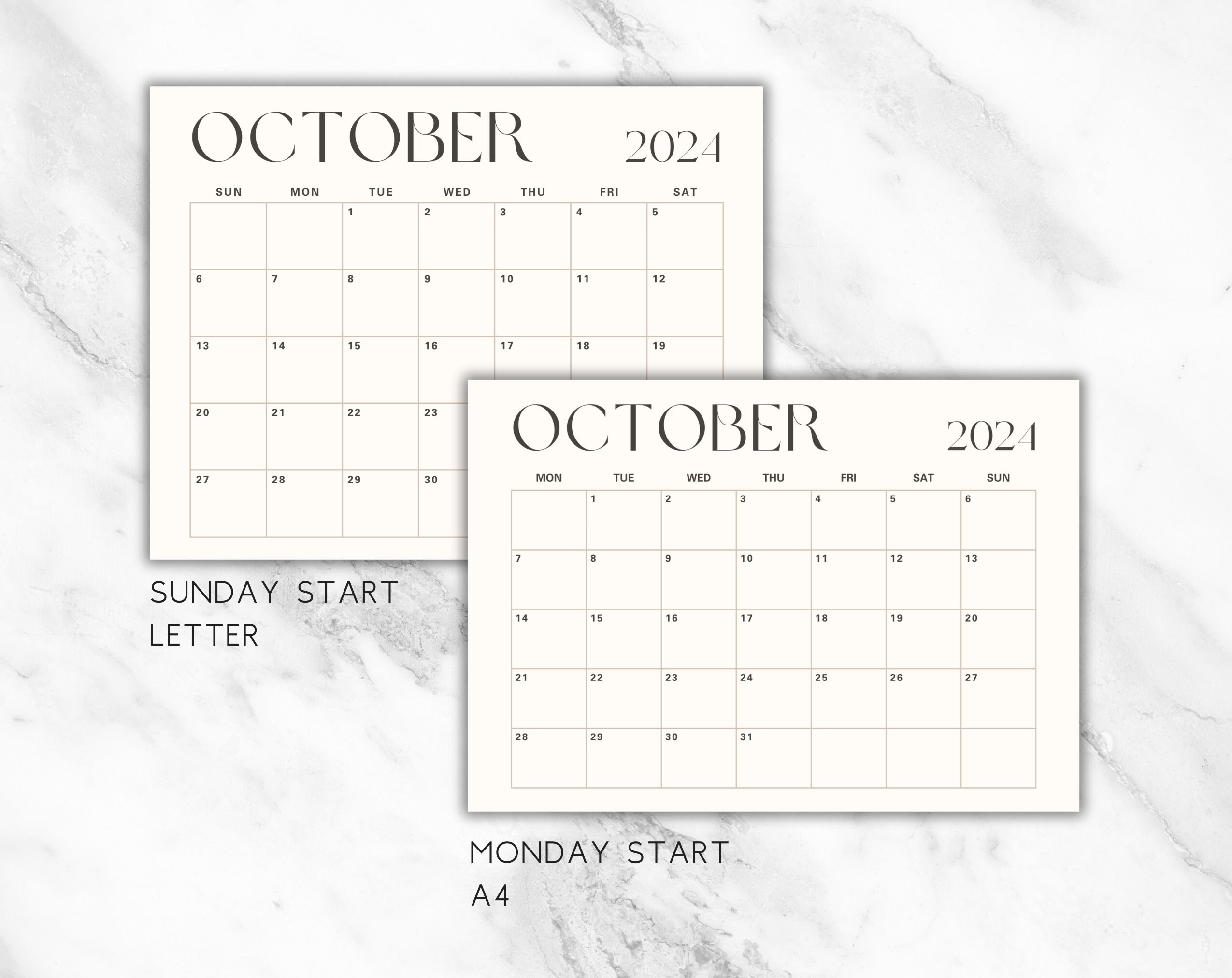 Editable October 2024 Calendar Printable, Simple Modern October 2024 ...