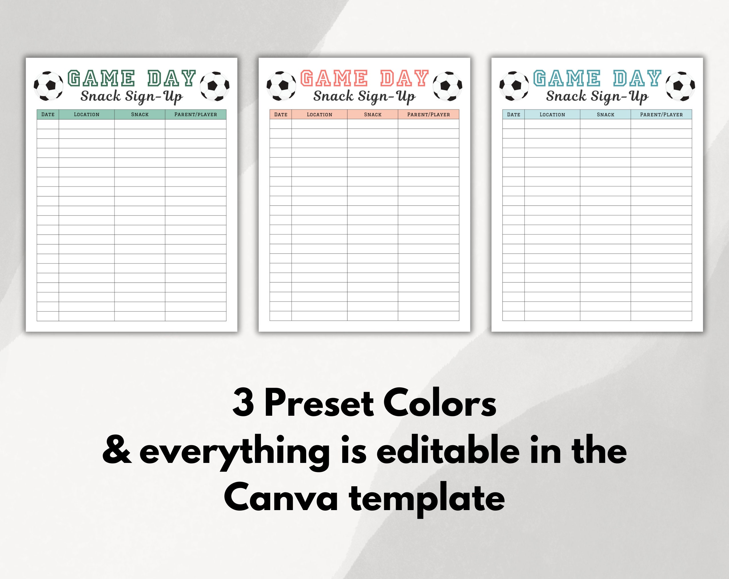 Soccer Snack Sign up Sheet, Editable Soccer Snack Sign up Sheet ...