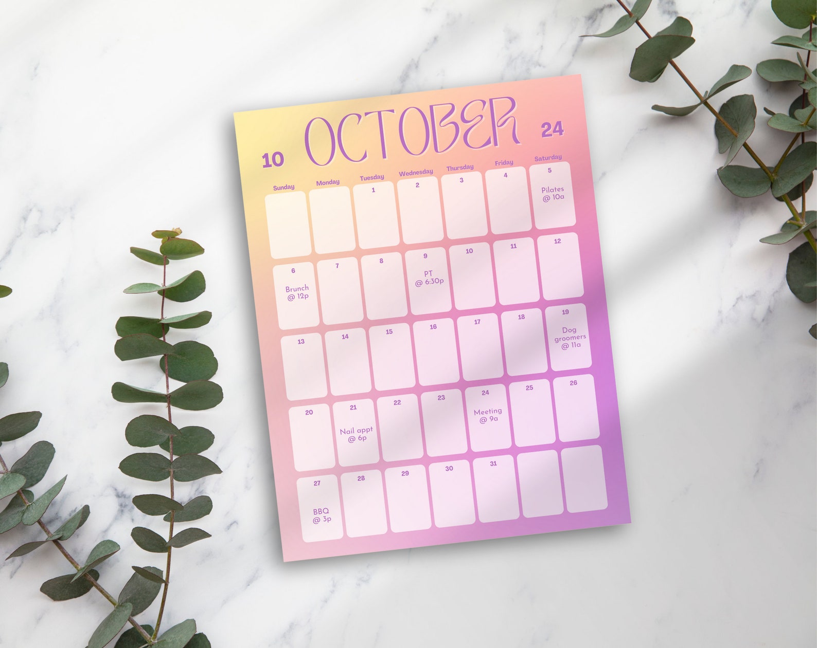 Editable October 2024 Calendar Printable, Retro Groovy October 2024 ...