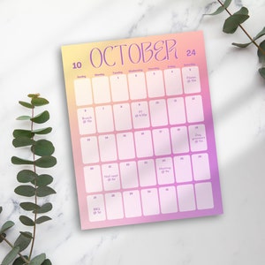 Editable October 2024 Calendar Printable, Retro Groovy October 2024 ...