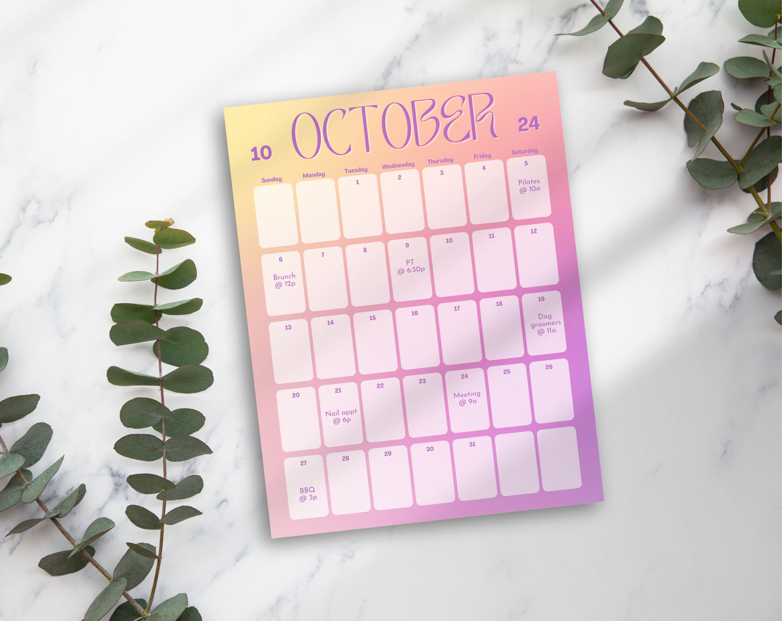 Editable October 2024 Calendar Printable, Retro Groovy October 2024 ...