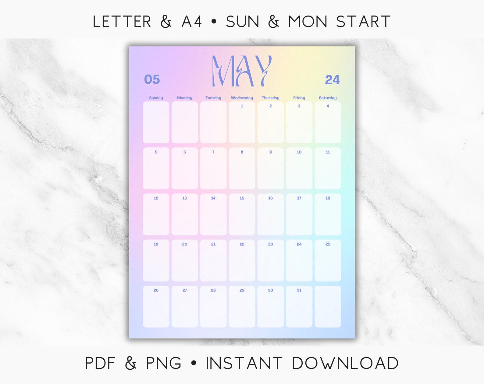 Editable May 2024 Calendar Printable, Retro Groovy May 2024 Printable ...