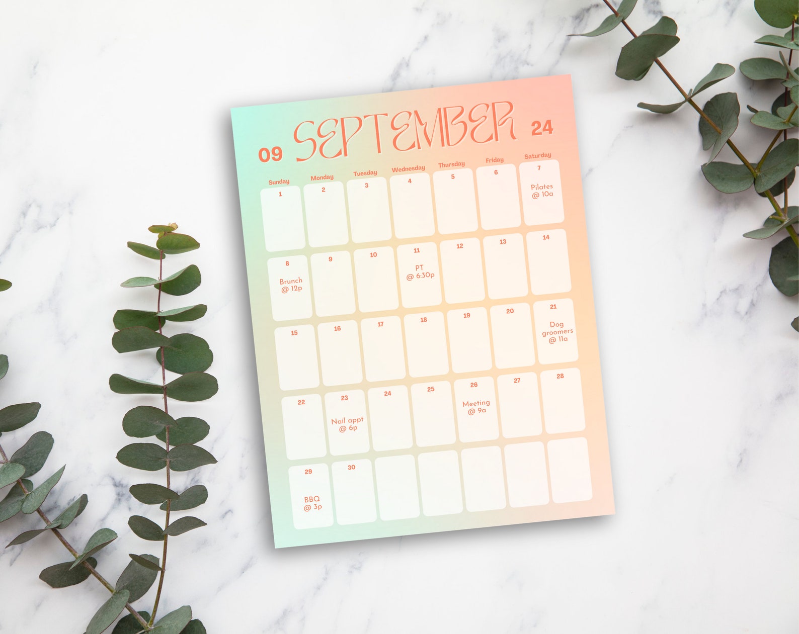 Editable September 2024 Calendar Printable, Retro Groovy September 2024 ...