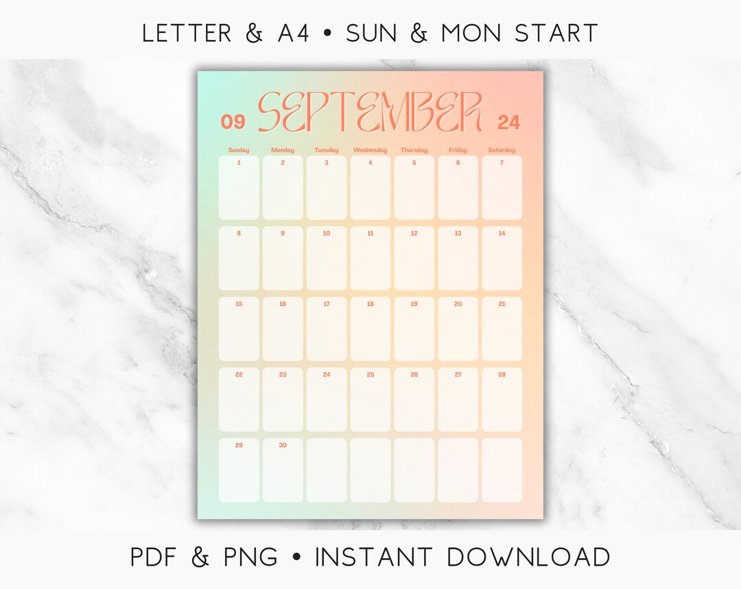 Editable September 2024 Calendar Printable, Retro Groovy September 2024 ...
