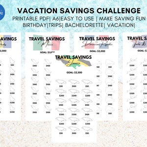 Vacation Savings Challenge Printable Money Saving Challenge A6 Sized ...