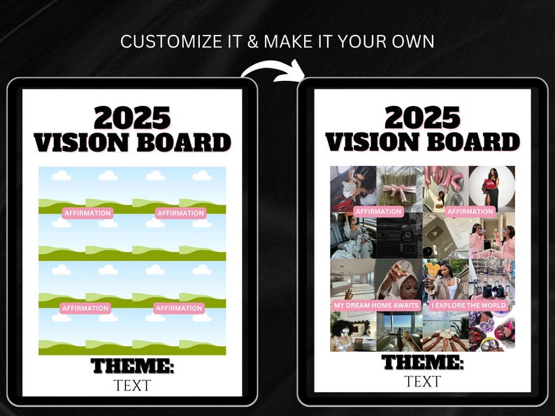 Pink 2025 Bingo Card, 2025 Vision Board, 2025 Manifestation, Digital ...