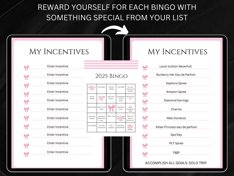 2025 Bingo Card, New Year Goals, Digital Template Bundle, Manifestation ...