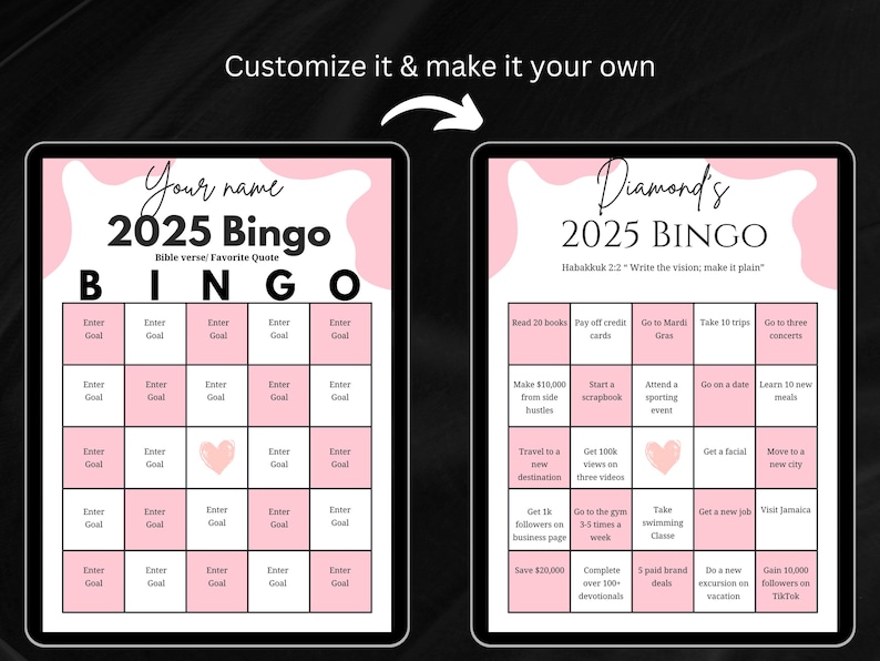 2025 Bingo Card Digital Template Bundle| Manifestation Bingo | Digital ...