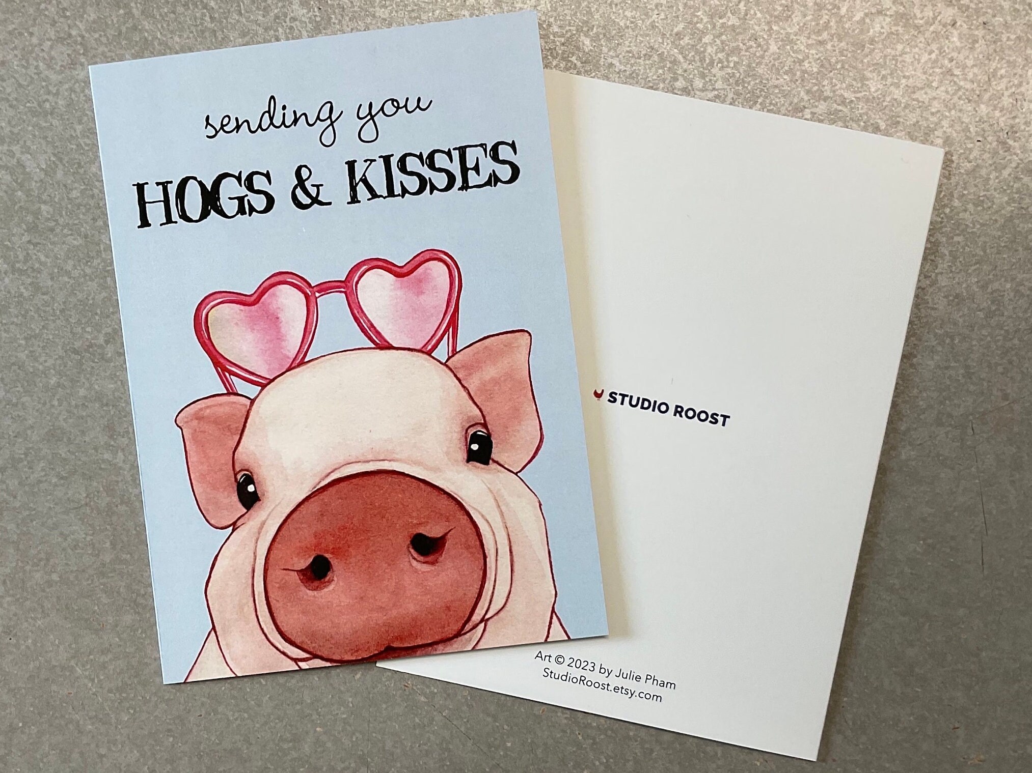 Sending Hogs and Kisses Funny Cute Pig Pun Thinking of You, Anniversary ...