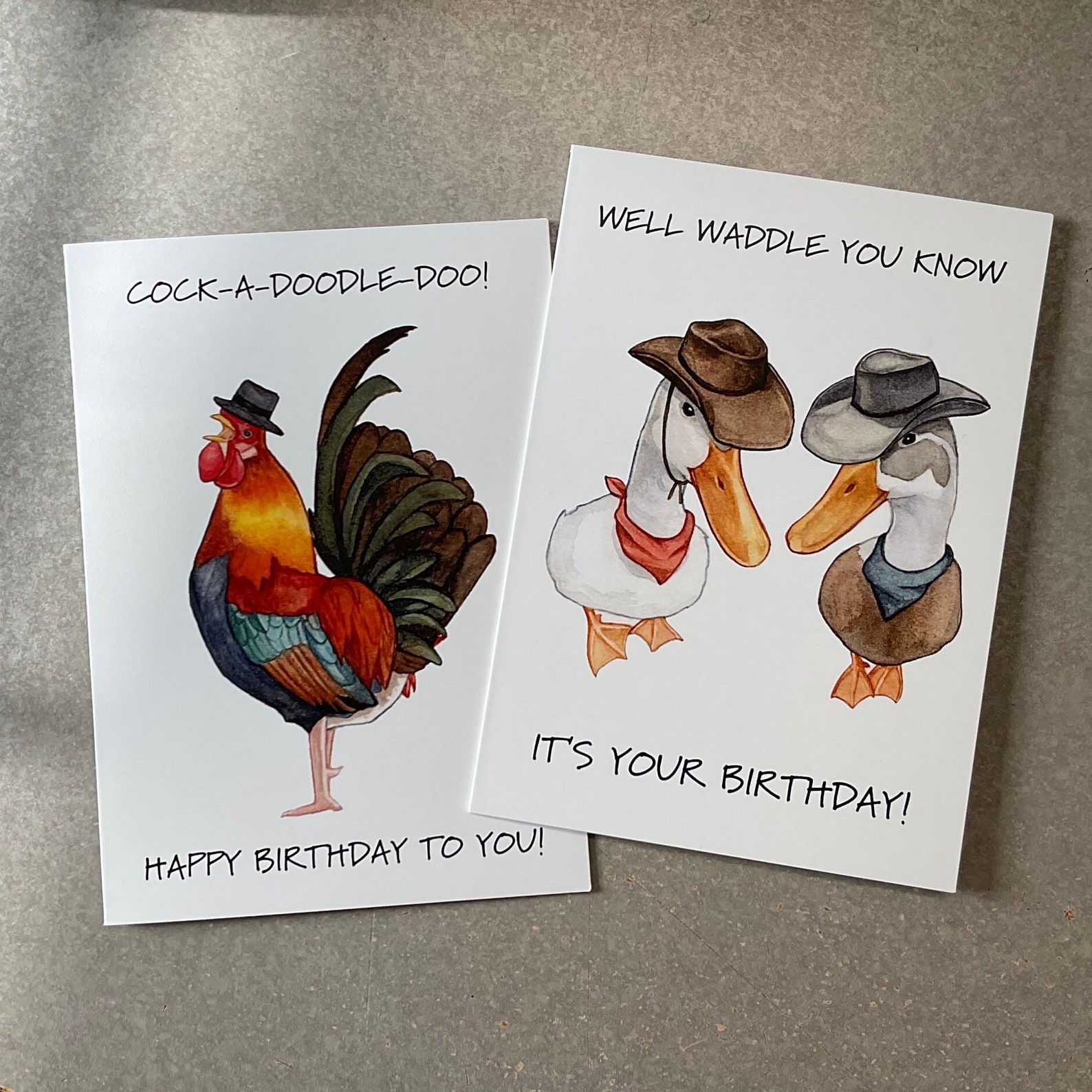 Birthday Card Set of 2 | Cute Animal Card Puns, Ducks and Rooster - Etsy