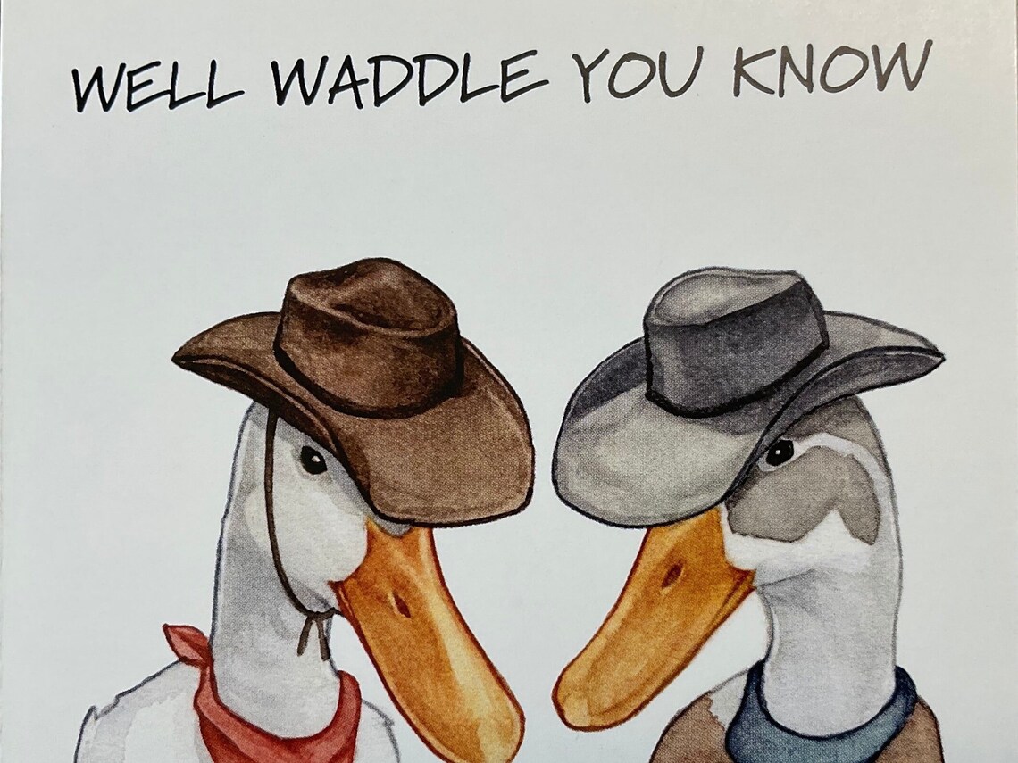 Funny Animal Pun Birthday Card Set: Watercolor Ducks & Rooster - Etsy