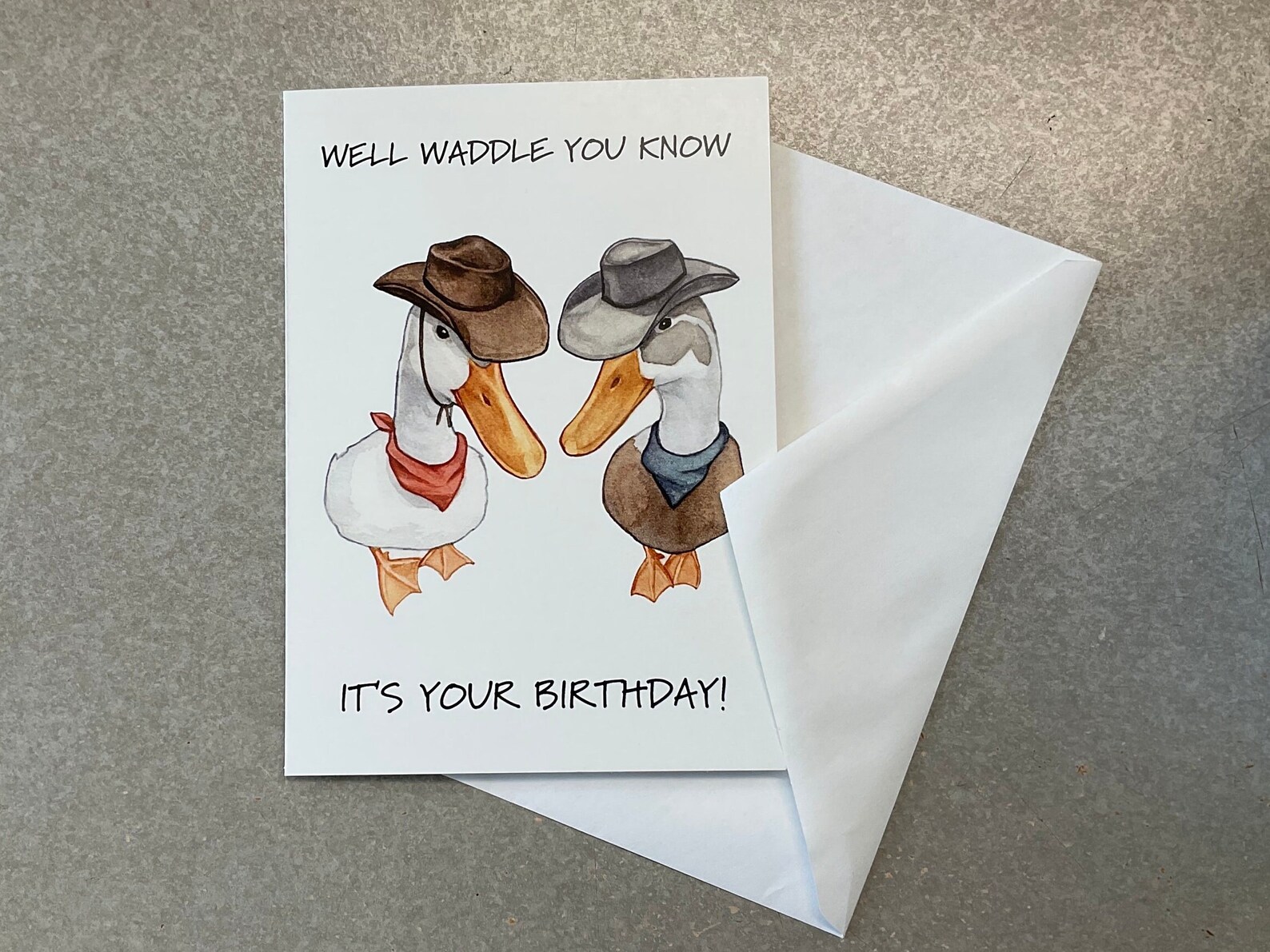 Funny Animal Pun Birthday Card Set: Watercolor Ducks & Rooster - Etsy