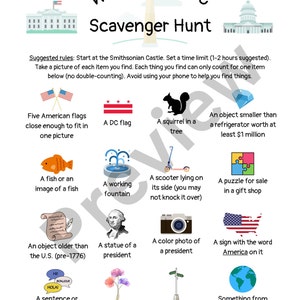 Washington DC Scavenger Hunt Game for Adults | Printable Instant ...