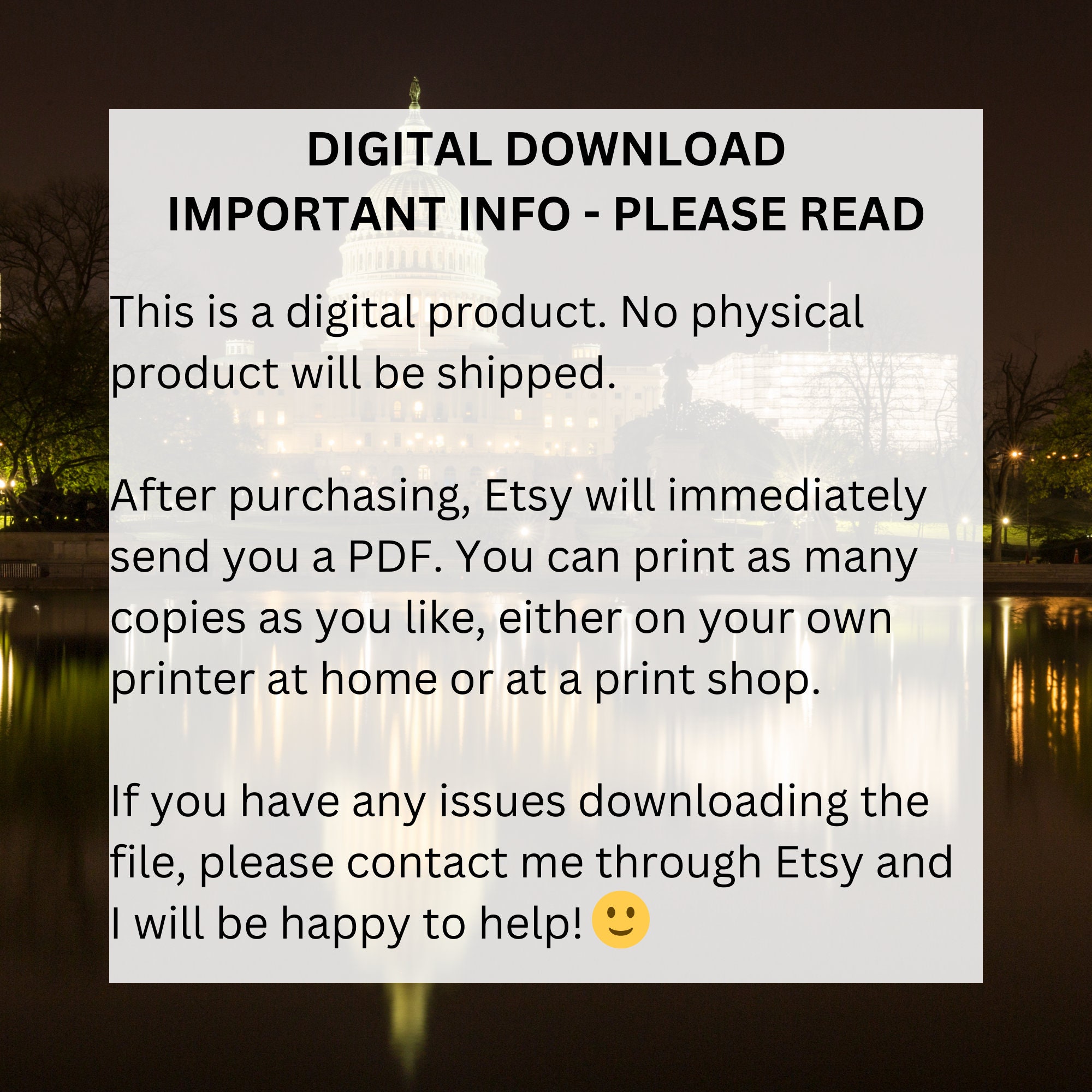 Washington DC Scavenger Hunt Game for Adults | Printable Instant ...