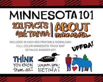 Minnesota Trivia Game, Printable, U.S. State Instant Download, Family ...