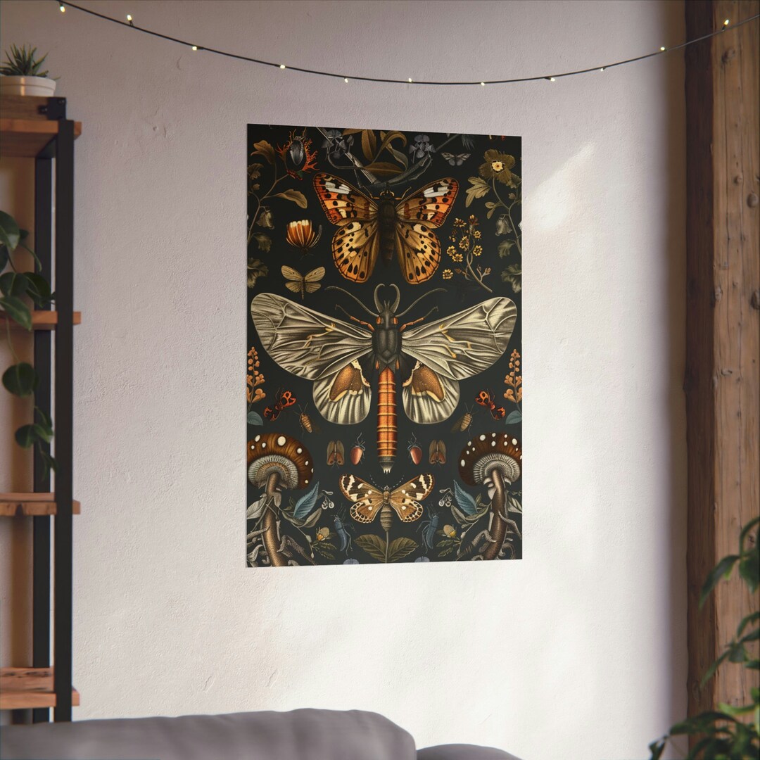 Moths and Leaves Matte Vertical Posters - Etsy