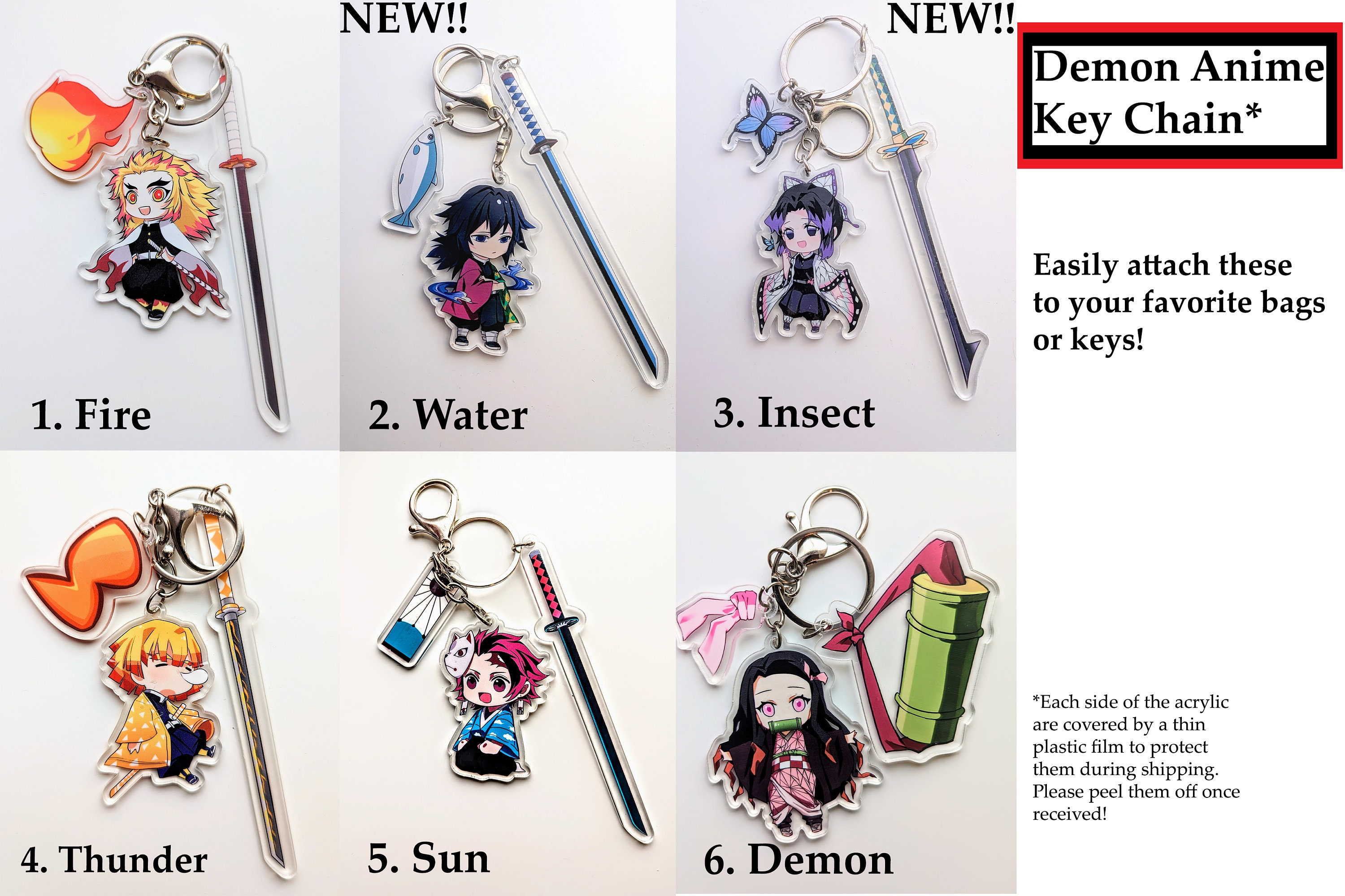 Demon Anime Sword Key Chain Assorted Characters - Etsy