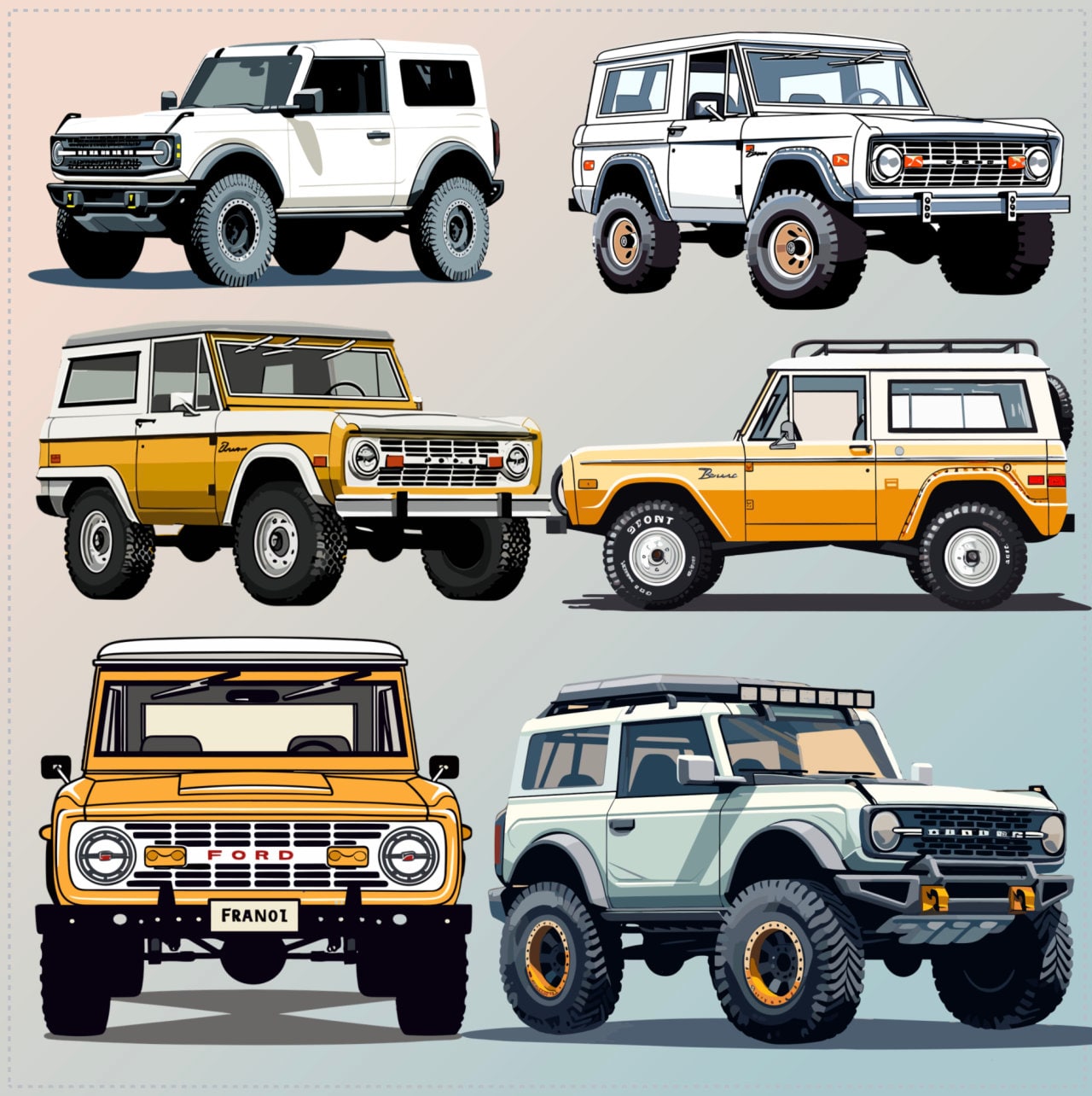 Cartoon Ford Bronco Svg Png Eps, Commercial Use Clipart Vector Graphics ...