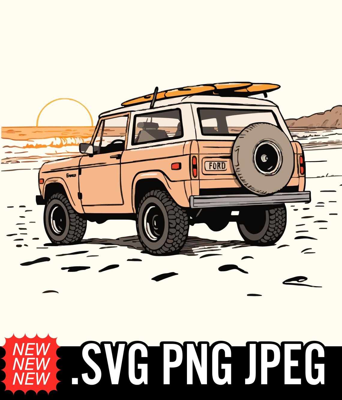 Cartoon Ford Bronco, Commercial Use Clipart Vector Graphics for ...