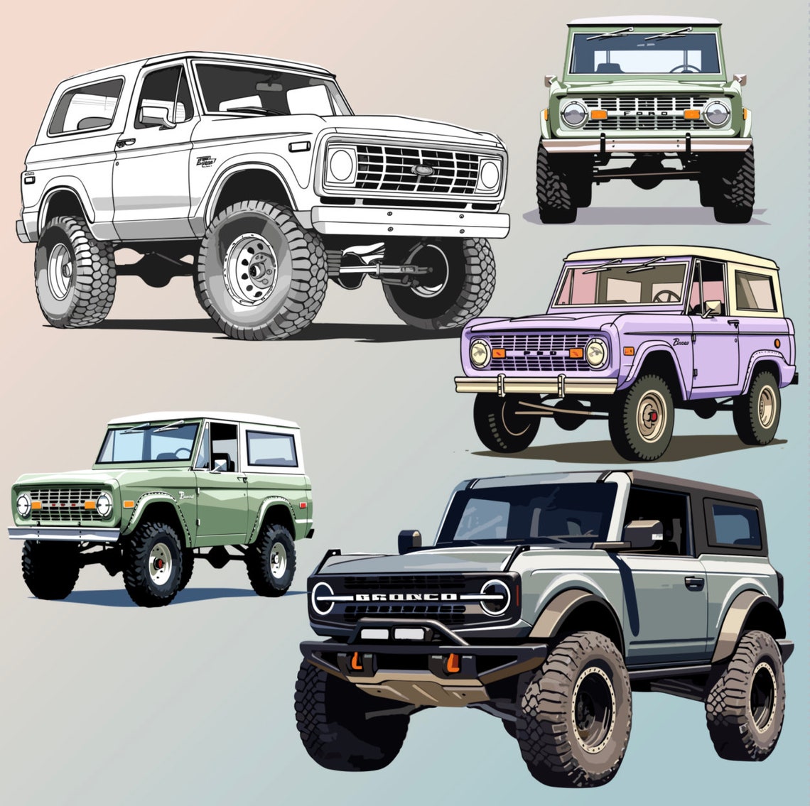 Cartoon Ford Bronco Svg Png Eps, Commercial Use Clipart Vector Graphics ...