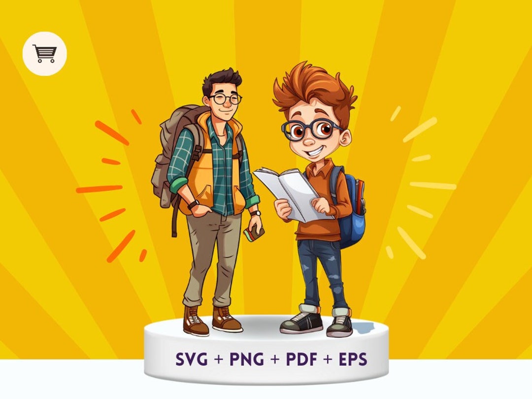 Cartoon Male Student | Vector Graphics - Etsy