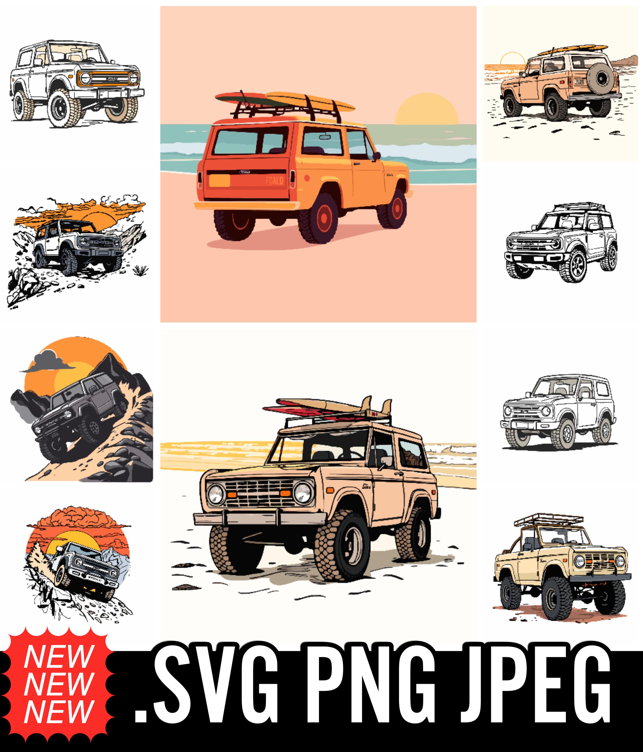 Cartoon Ford Bronco, Commercial Use Clipart Vector Graphics for ...