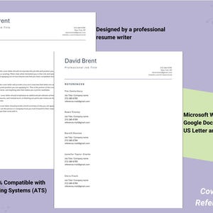 ATS Friendly Resume Template for Microsoft Word and Google Docs, Cover ...