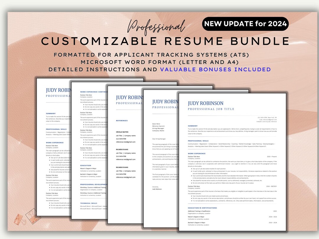 Professional Resume Template for Microsoft Word 2024 | Includes Cover ...