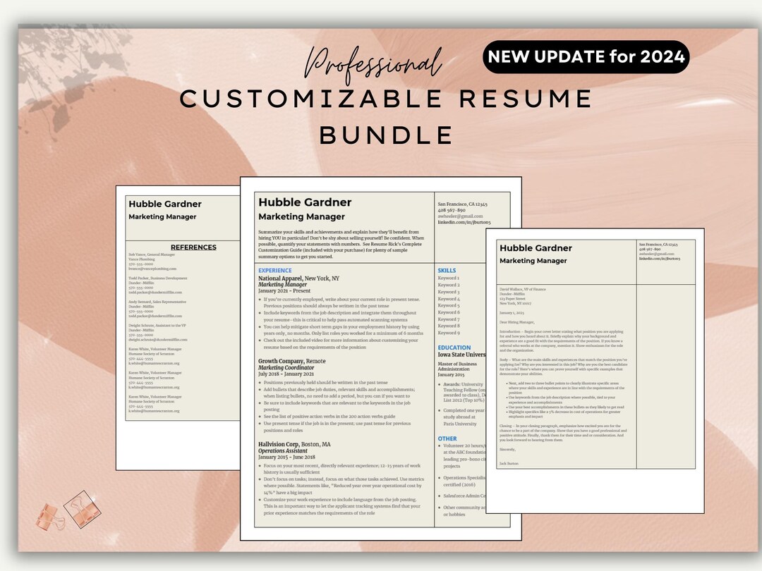 Professional Resume Template for Microsoft Word 2024 Includes Cover ...