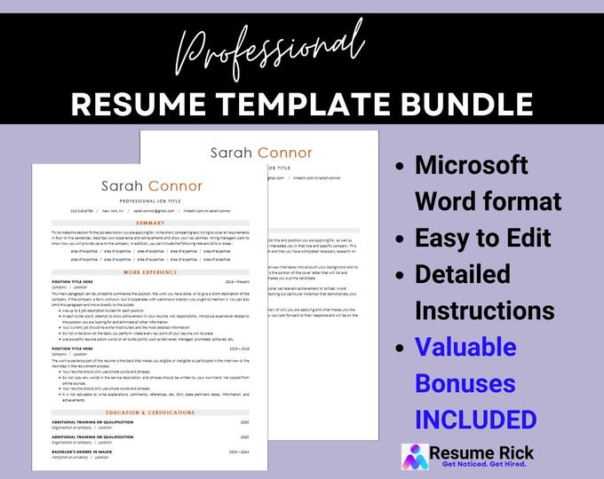 Clean Modern Resume Template 4 Page | CV Template + Cover Letter ...