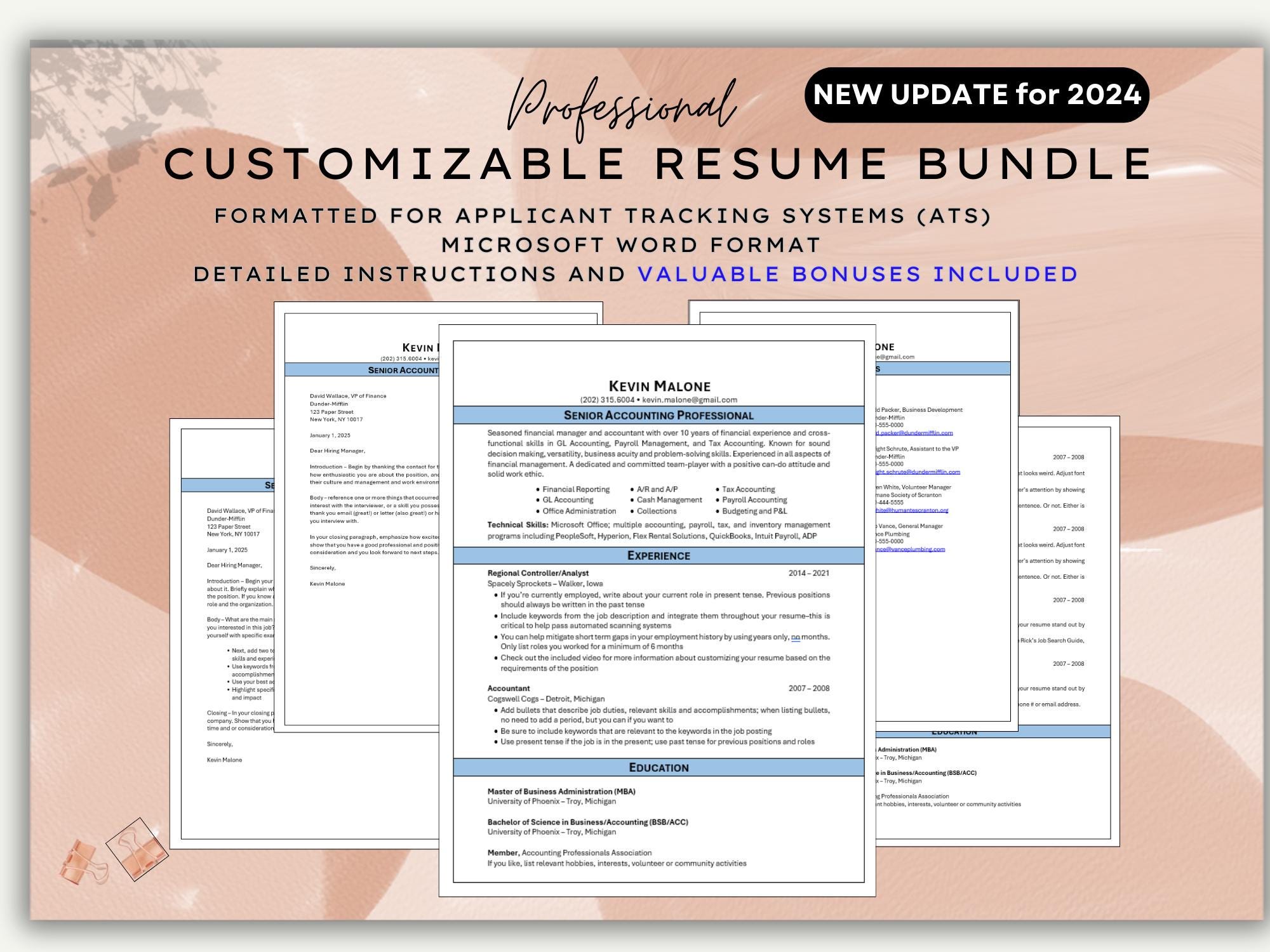 Best Professional Resume Template for Microsoft Word | Includes Cover ...