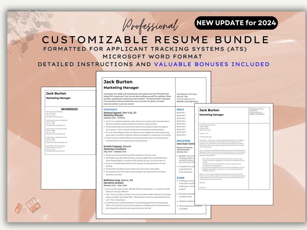 Professional Resume Template for Microsoft Word 2024 | Includes Cover ...