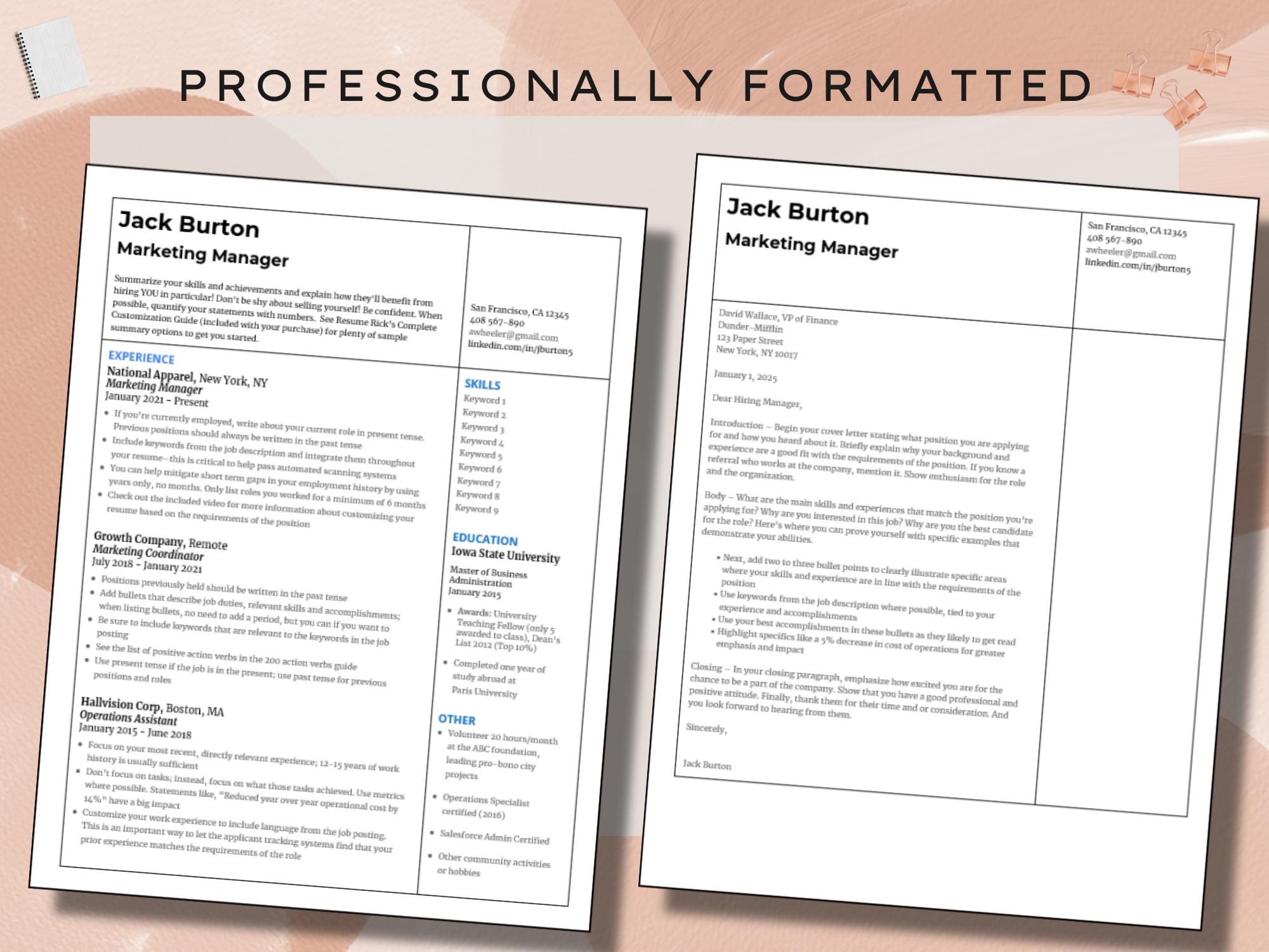 Professional Resume Template for Microsoft Word 2024 | Includes Cover ...