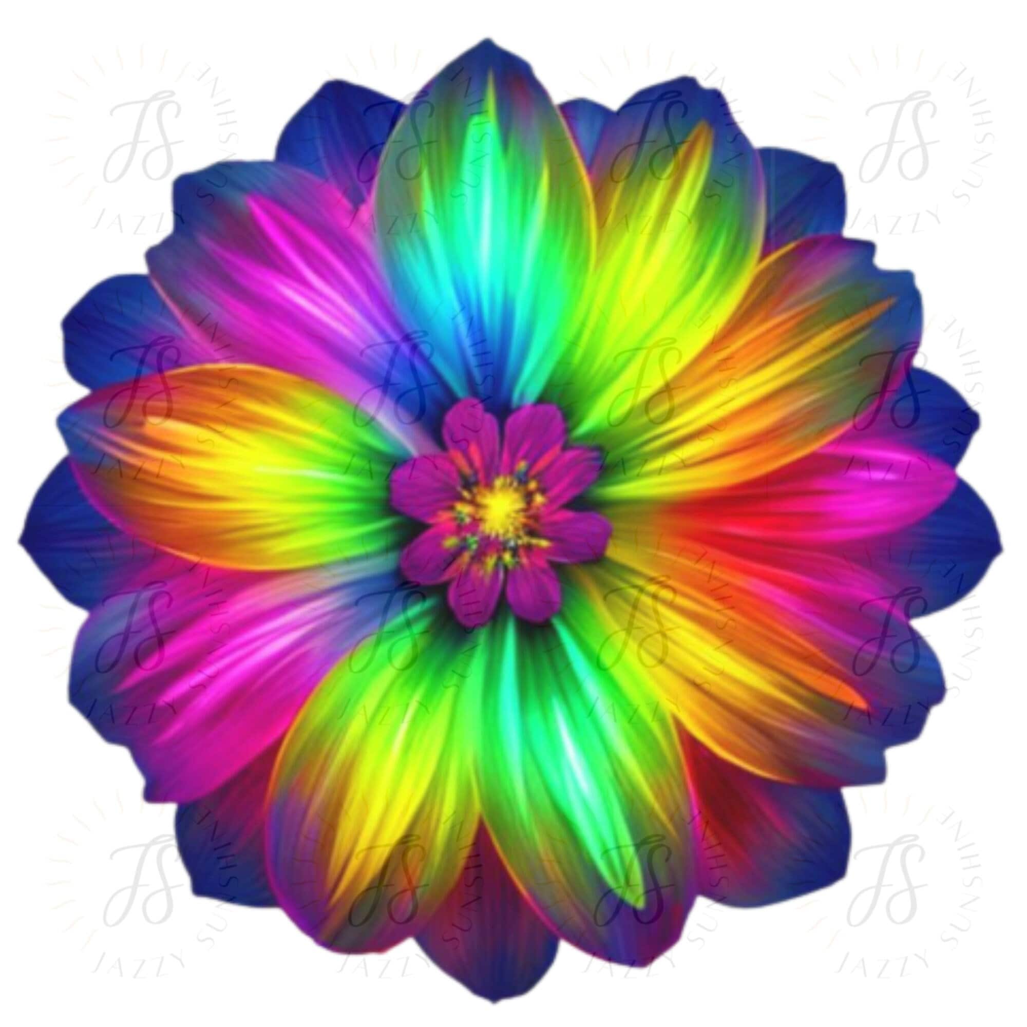 Bright Rainbow Flower- PNG File- Flower Sublimation- Flower Clipart ...