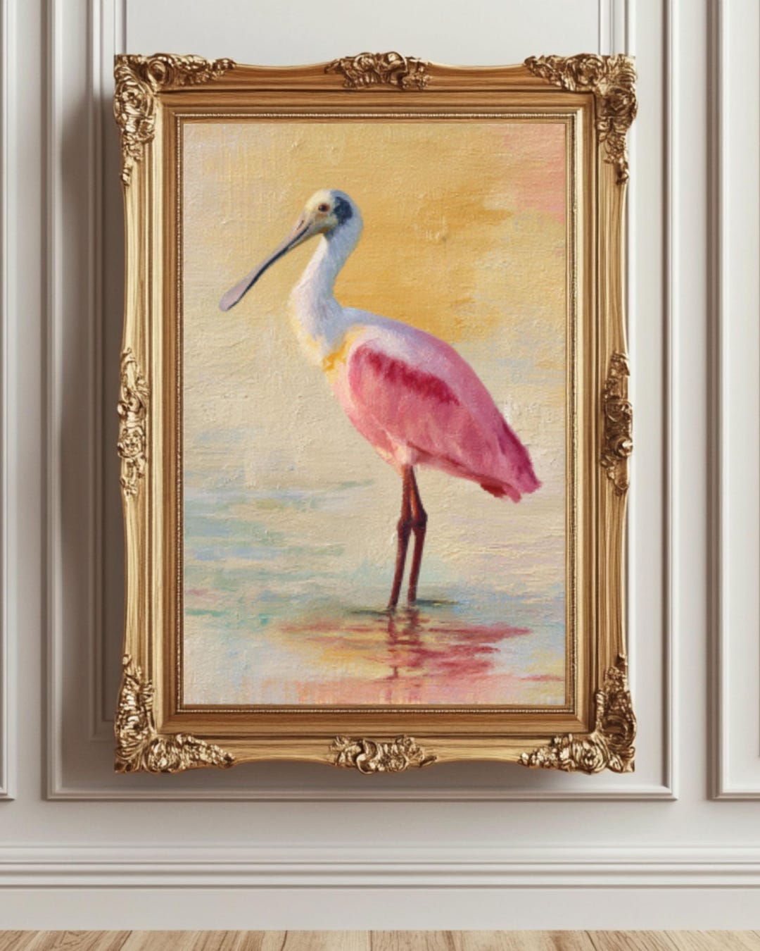 Roseate Spoonbill Oil Painting, Fairy Dale Style Bird Art, Shallow ...
